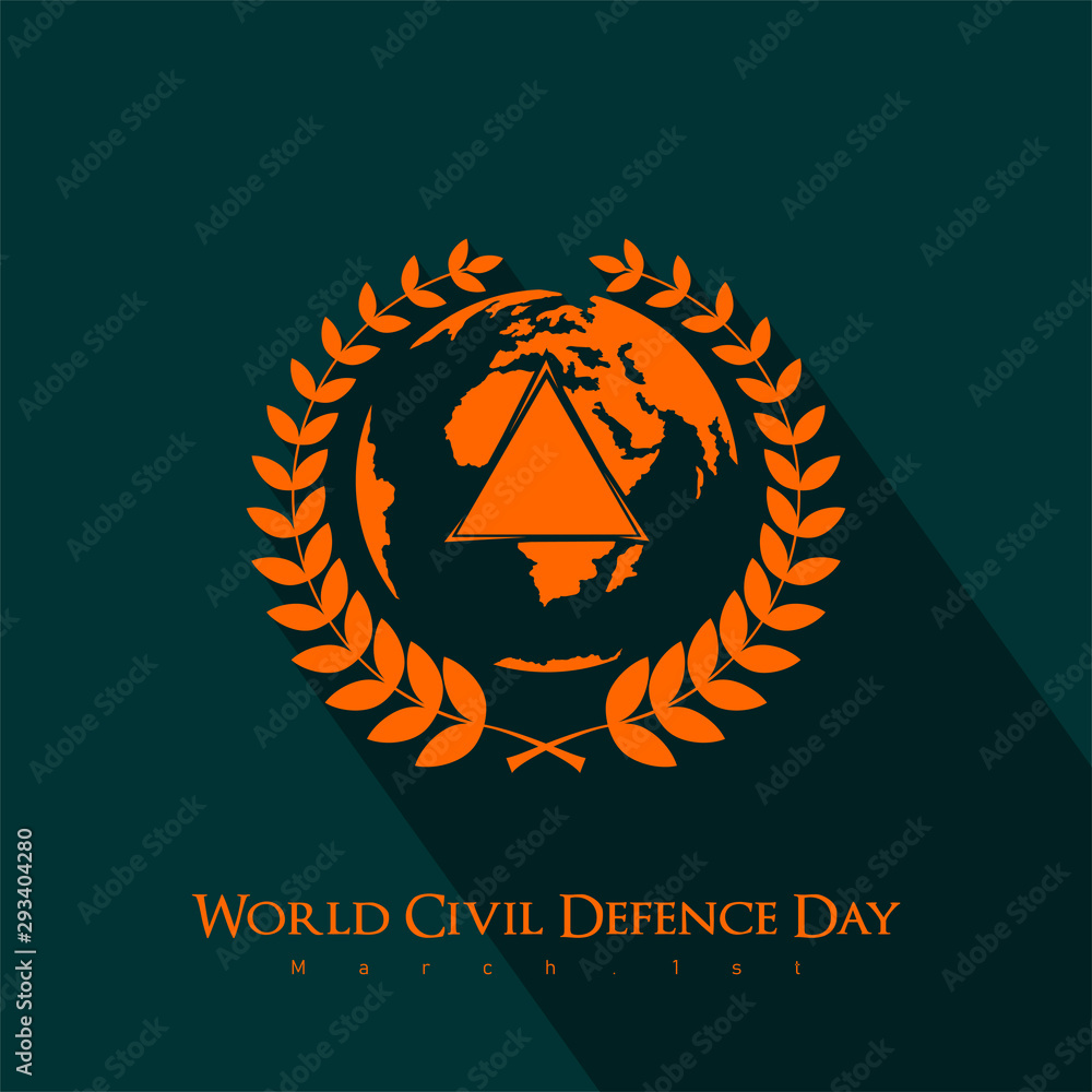 Green orange World Civil Defence Day with a symbol of rice surrounding ...