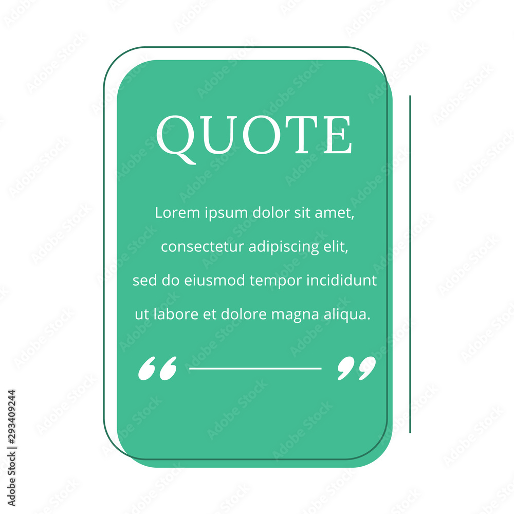 Quote blank frame vector template. Green speech bubble. Quotation ...