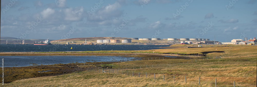 Sullom Voe Oil Terminal and Gas Plant in Shetland, UK - the plant ...