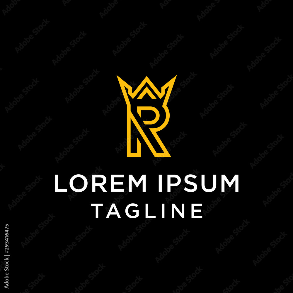 Letter R crown vector logo Design template. Design with gold color ...