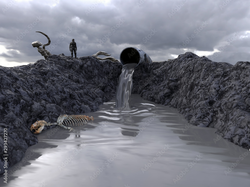 toxic waste spills into the gutter, the collapse of the empire Stock ...