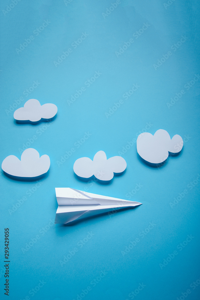 Paper plane, blue background Stock Photo | Adobe Stock