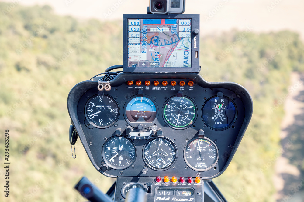 Cockpit view of Robinson R44 helicopter Stock Photo | Adobe Stock