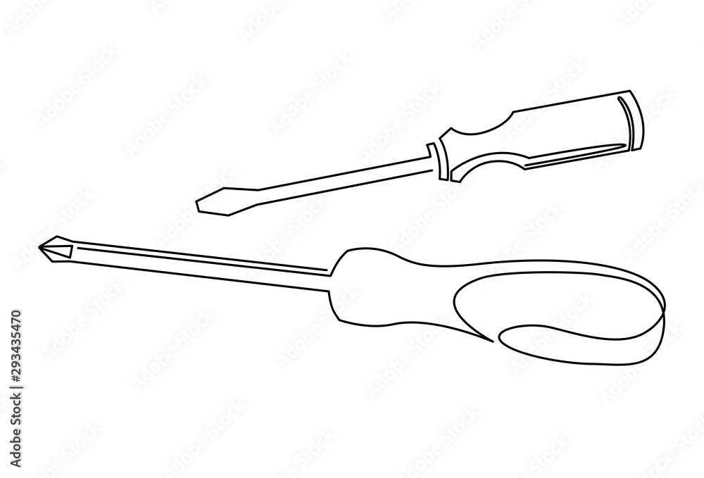 Screwdriver icon continuous one line drawing. Screw driver symbol for ...