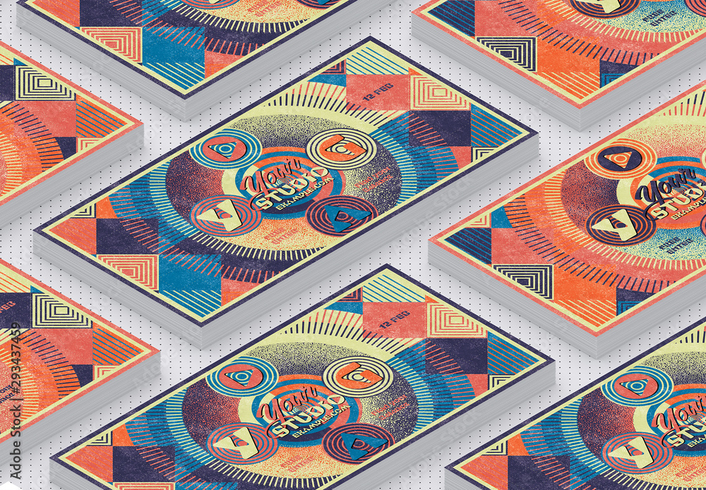 Abstract Flyer Layout with Colorful Geometric Pattern Stock Template ...