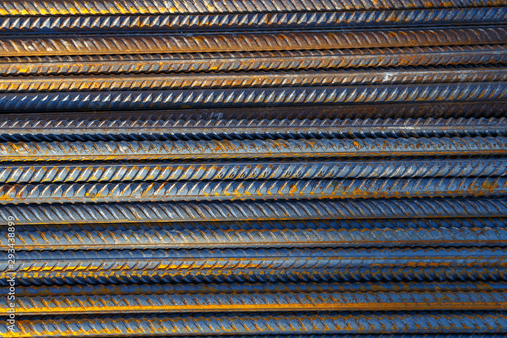 Industrial background. Rebar texture. Rusty rebar for concrete pouring ...