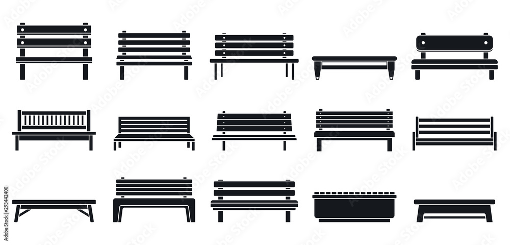 Park bench icons set. Simple set of park bench vector icons for web ...