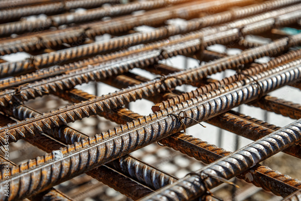Industrial background. Preparation for pouring concrete. Construction ...