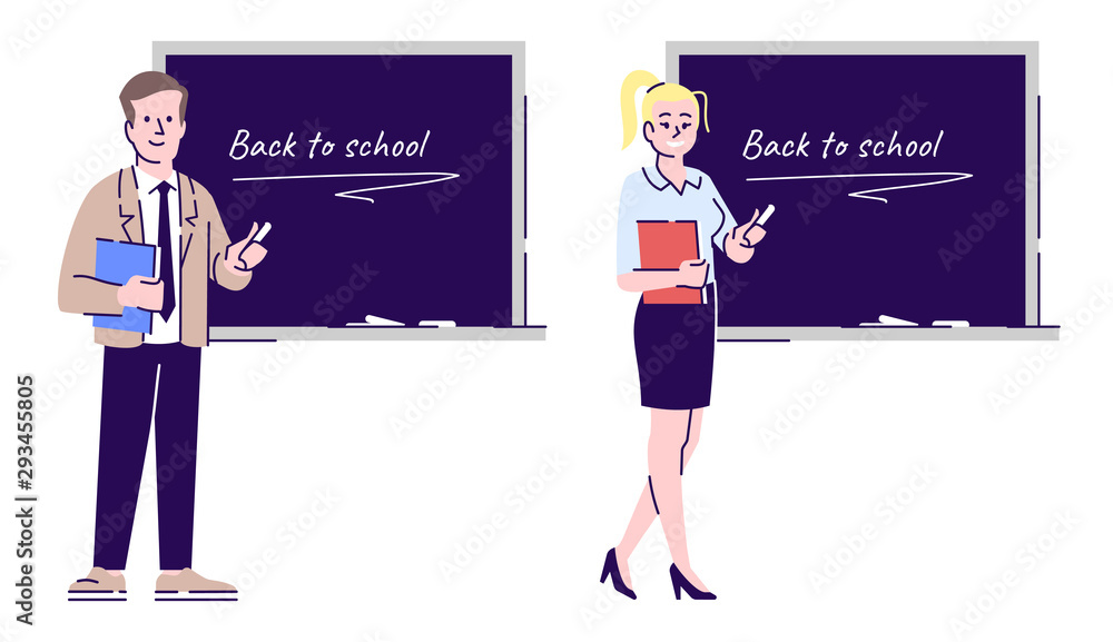 Teachers flat vector character. Male and female school educators ...