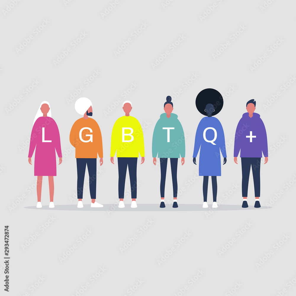 LGBTQ+ sign. LGBT movement. Queer. Gay. Lesbian. Homosexual characters ...