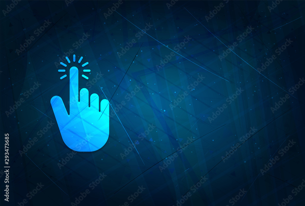 Hand cursor click icon futuristic digital abstract blue background ...