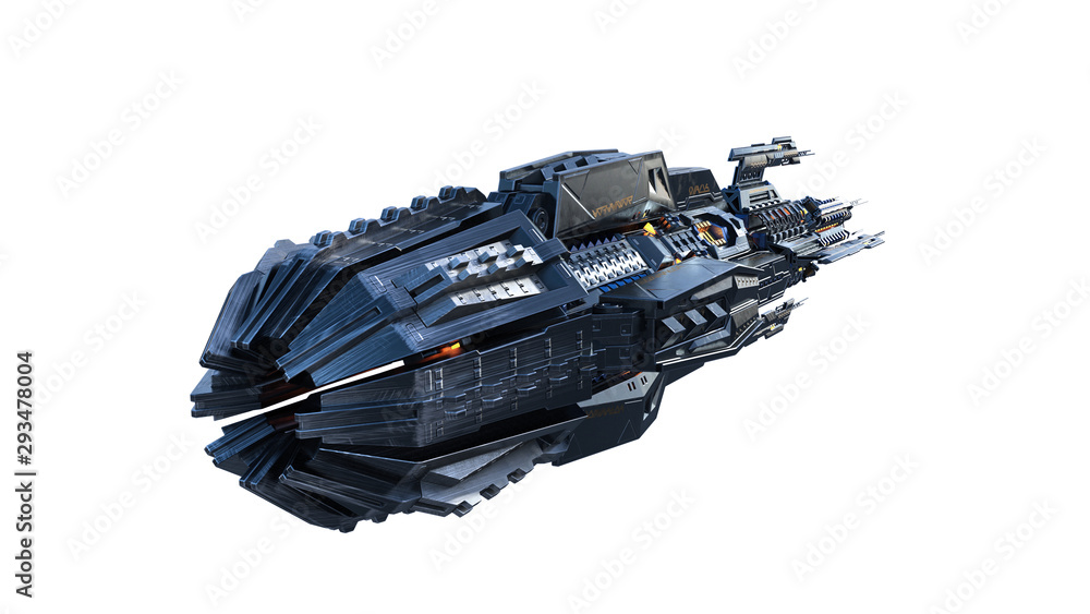 Alien mother ship, UFO spacecraft in flight isolated on white ...