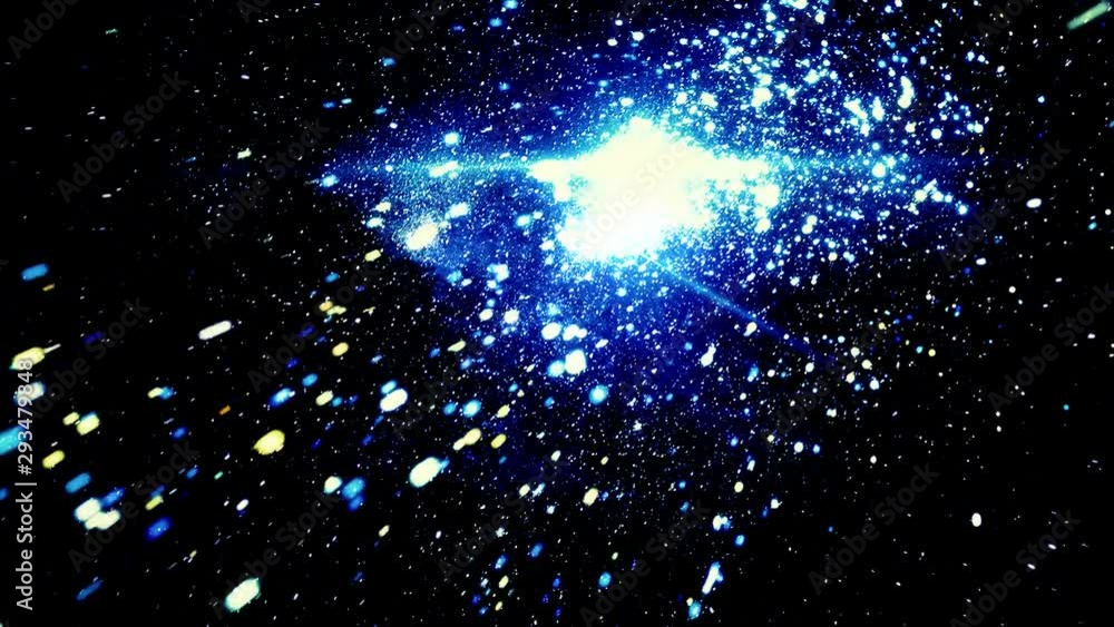 Starry bright glowing lights flying fast through hyperspace in cosmos ...