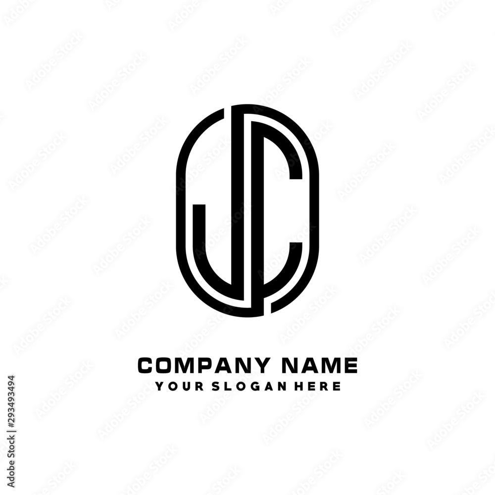 Initial Letter JC Linked Rounded Design Logo, Black color. feminine ...