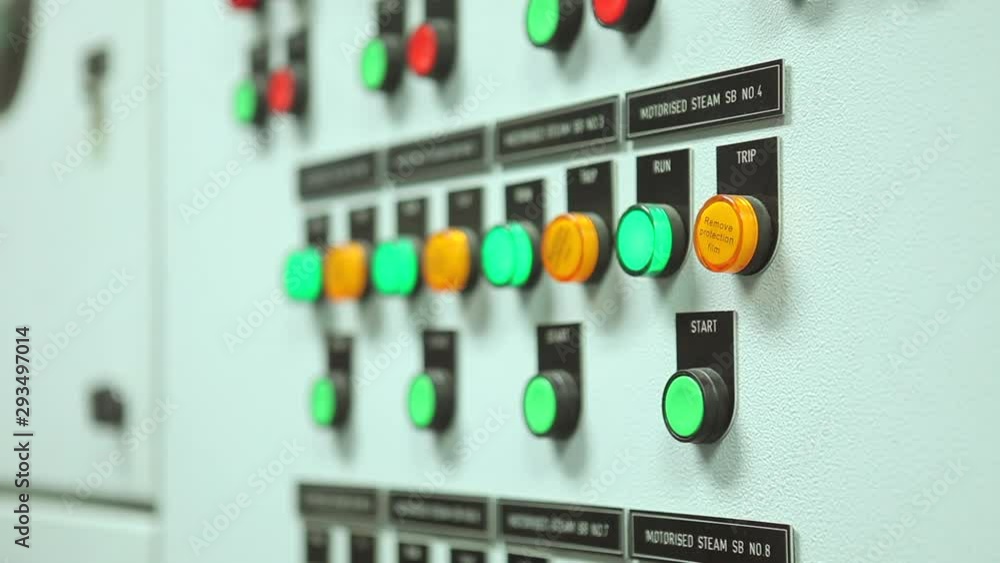 Button indicators on machine controller of a palm oil factory of ...