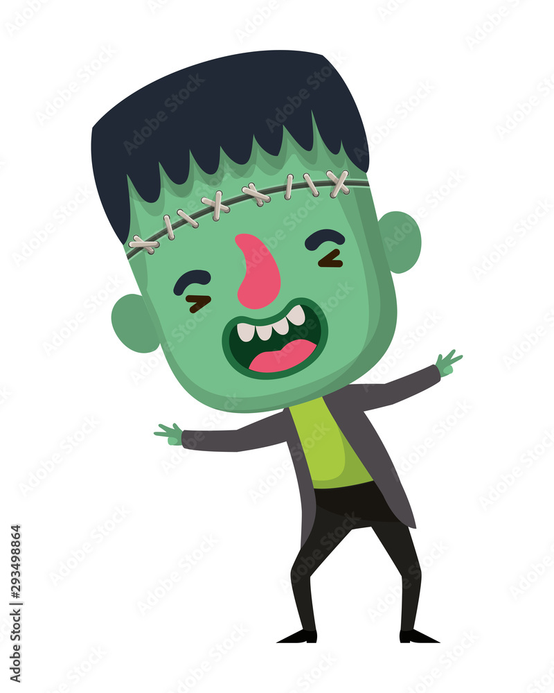 cute little boy with frankenstein costume Stock Vector | Adobe Stock
