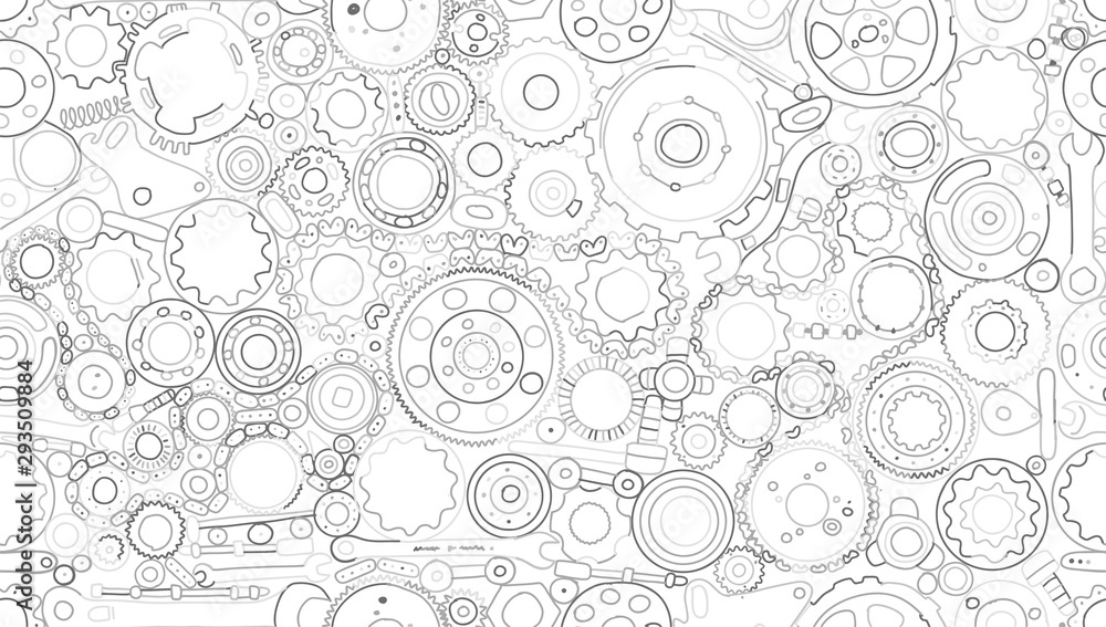 Auto spare parts and gears, seamless pattern for your design Stock ...