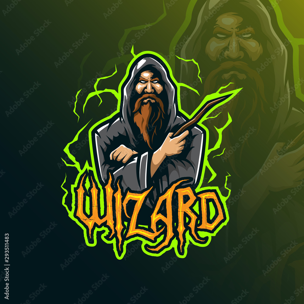 wizard mascot logo design vector with modern illustration concept style ...
