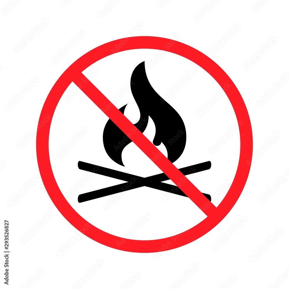No fire sign. Simple vector of a flame in flat style. High quality ...