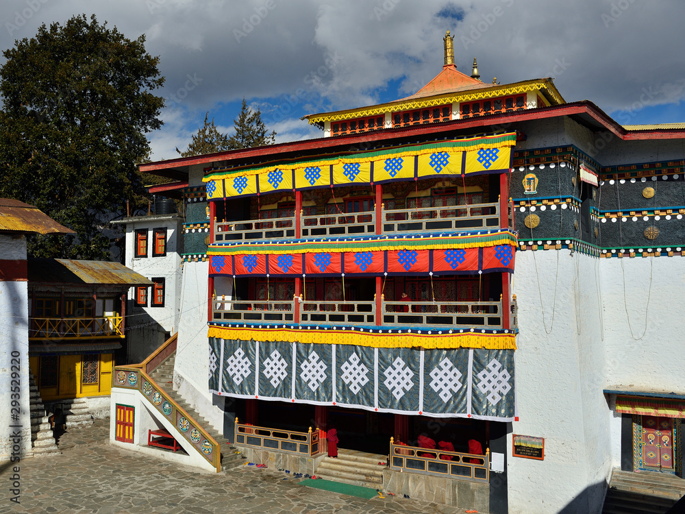 Tawang, Arunachal Pradesh, India, front door to the Buddhist temple in ...