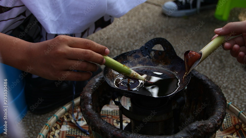 process of making batik painting at Batik Seno Yogyakarta. Create and ...