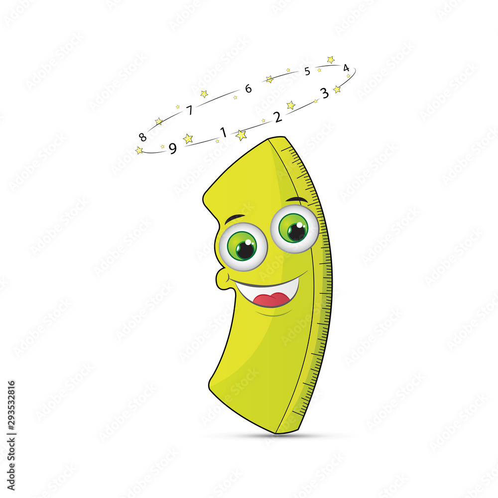 Cute cartoon ruler vector Stock Vector | Adobe Stock