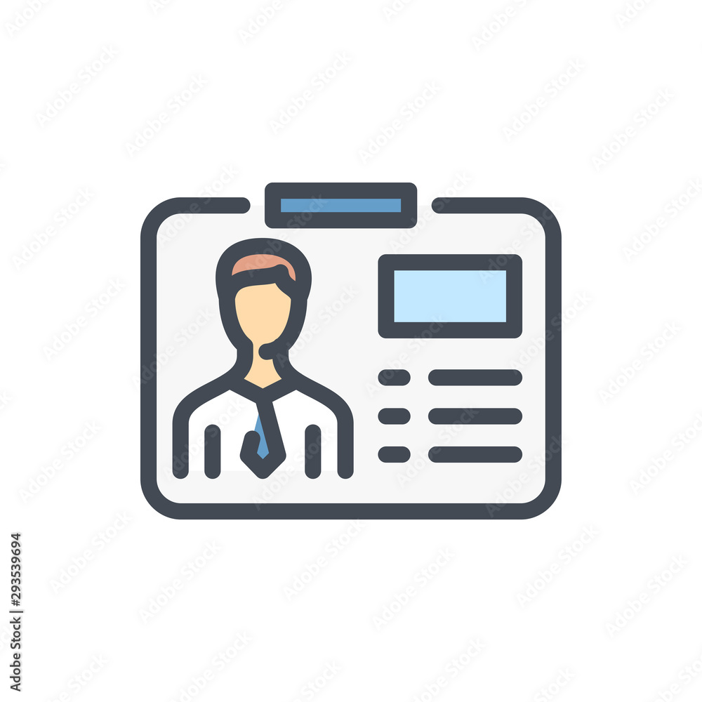 Profile ID card color line icon. Male account identification card ...