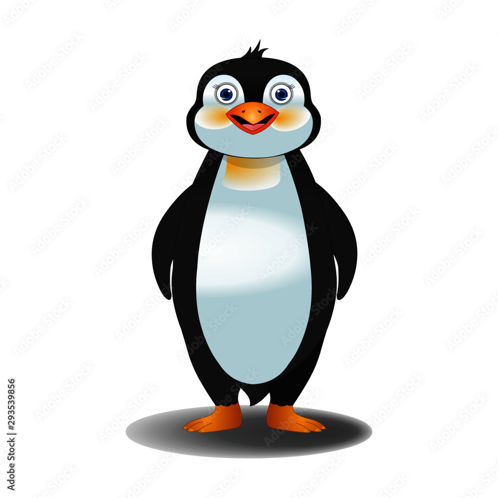 Smiling Penguin Front View - Cartoon Vector Image Stock Vector | Adobe ...