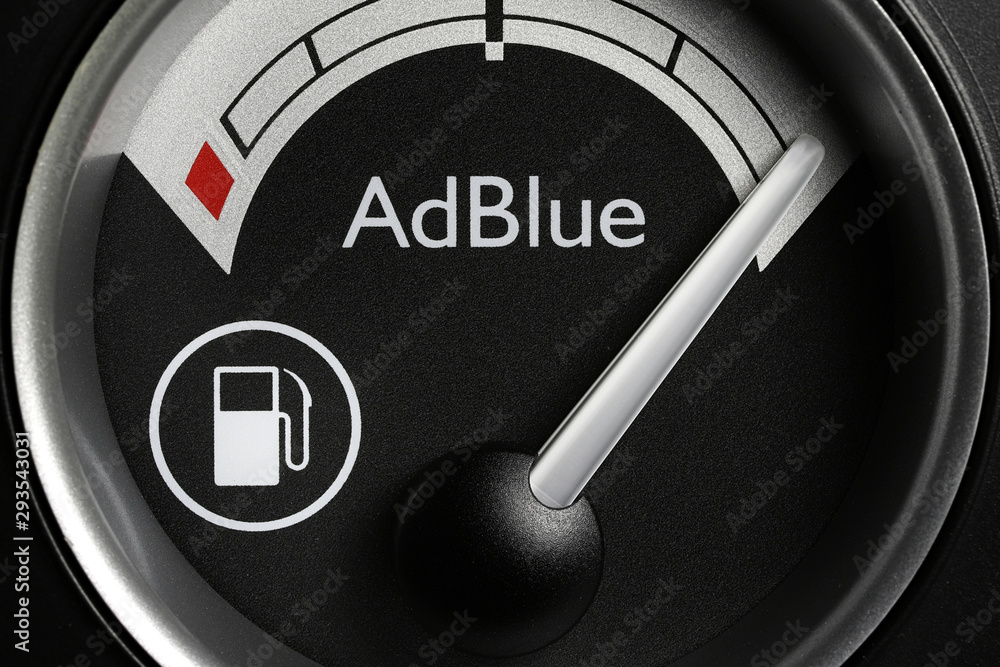GERMANY - APRIL 12, 2019: AdBlue fuel gauge in truck dashboard - full ...