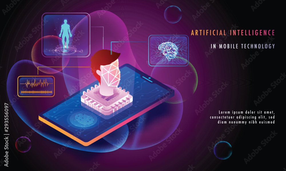 Artificial Intelligence In Mobile Technology concept, AI Processor chip ...