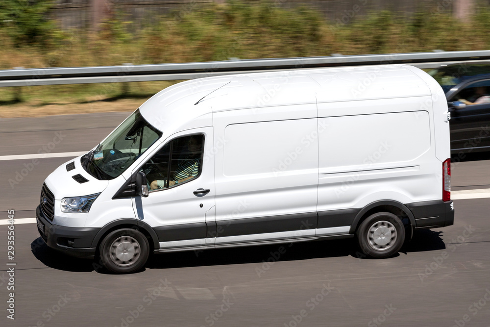 WIEHL, GERMANY - JULY 7, 2018: Ford Transit on motorway. The Ford ...