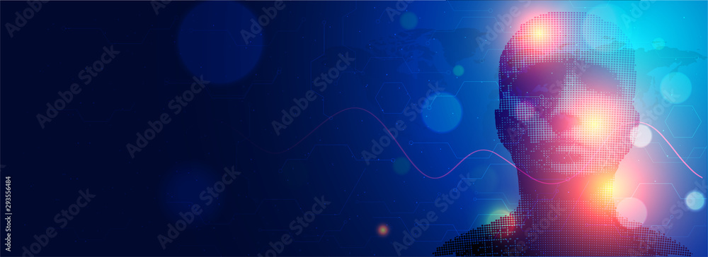 Responsive web banner design, Biometric concept, digital face scanning ...