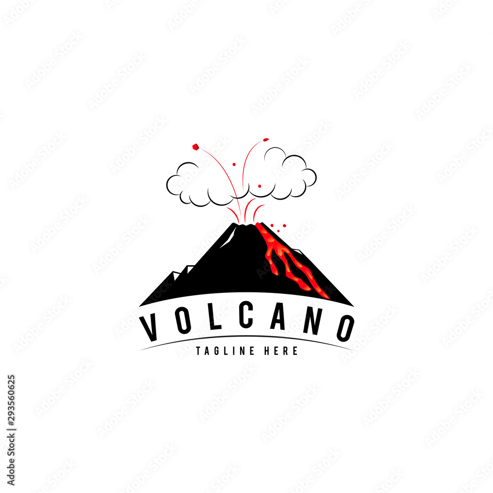 Active Volcano Erupts with Lava Logo Vector Icon Illustration Stock ...