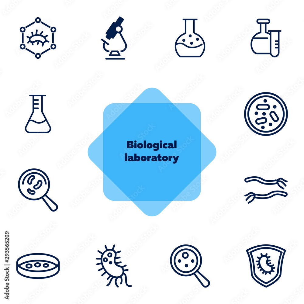 Biological laboratory line icon set. Set of line icons on white ...