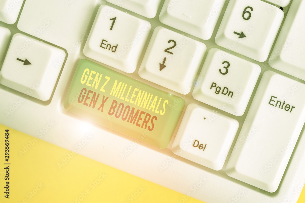 Conceptual hand writing showing Gen Z Millennials Gen X Boomers ...