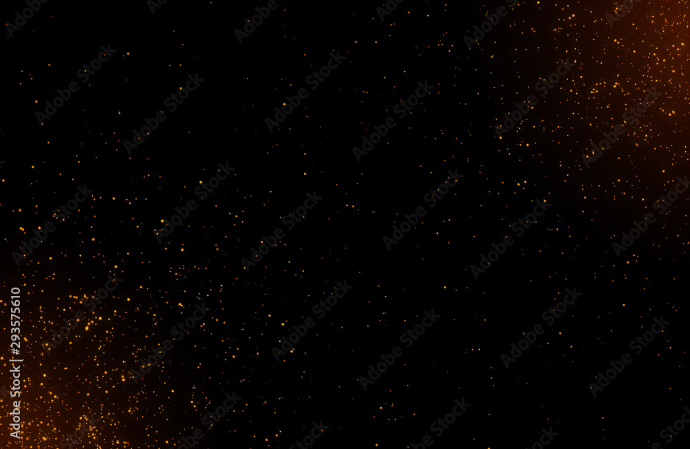 Abstract background of flickering gold particles and light flare Stock ...