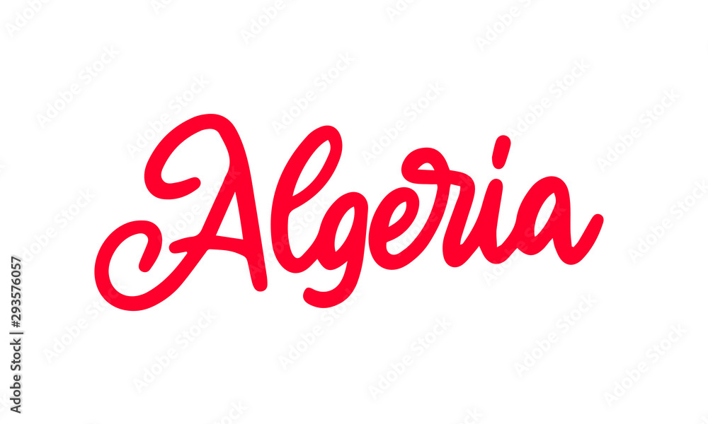 Algeria country text. Hand lettering inscription. Vector illustration ...