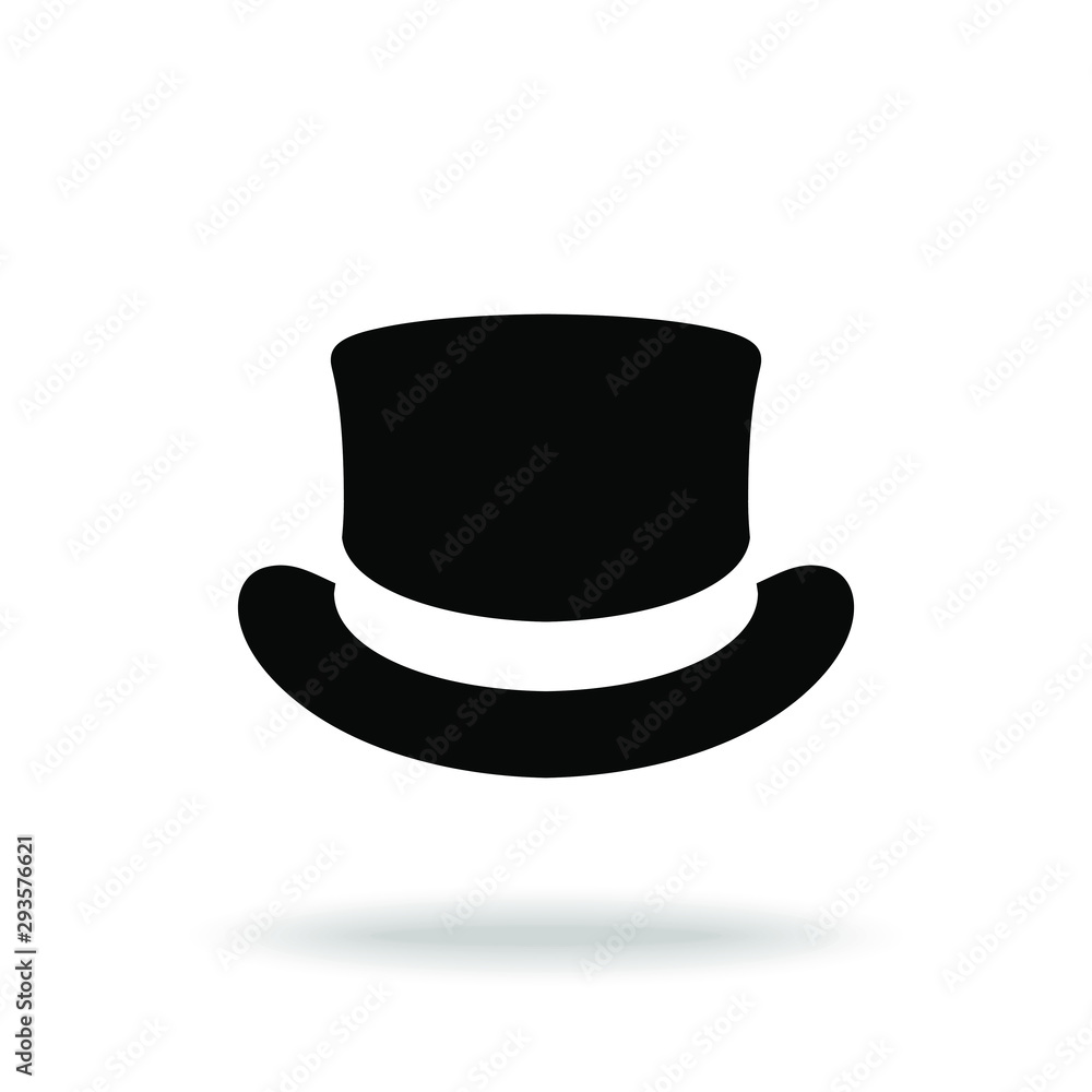 Top hat graphic icon. Black topper sign isolated on white background ...