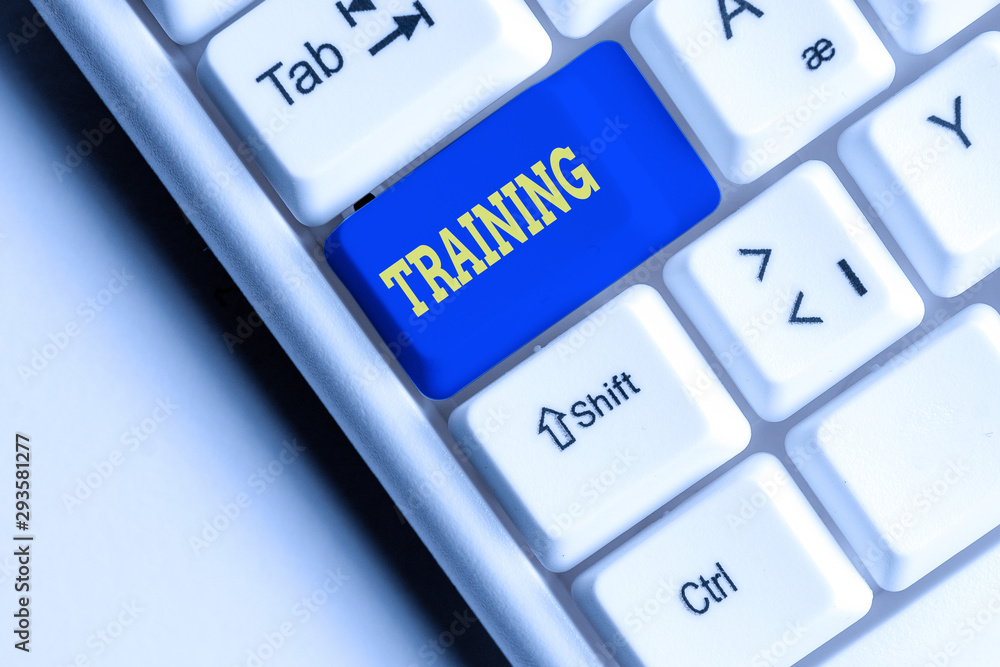 Conceptual hand writing showing Training. Concept meaning An activity ...