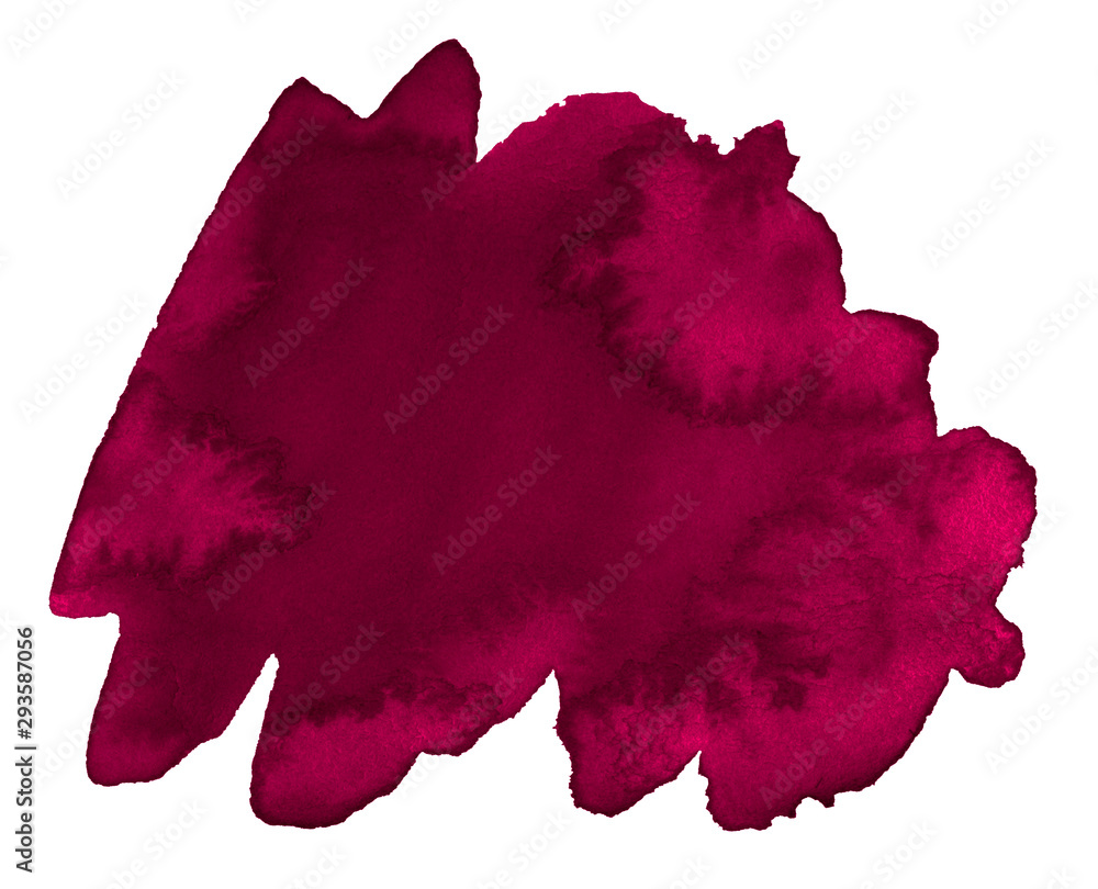 Persian red watercolor is a trend color, an isolated spot with divorces ...