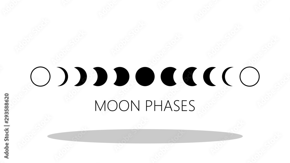 Moon phases icon in flat style. Moon phases symbols for your web site ...