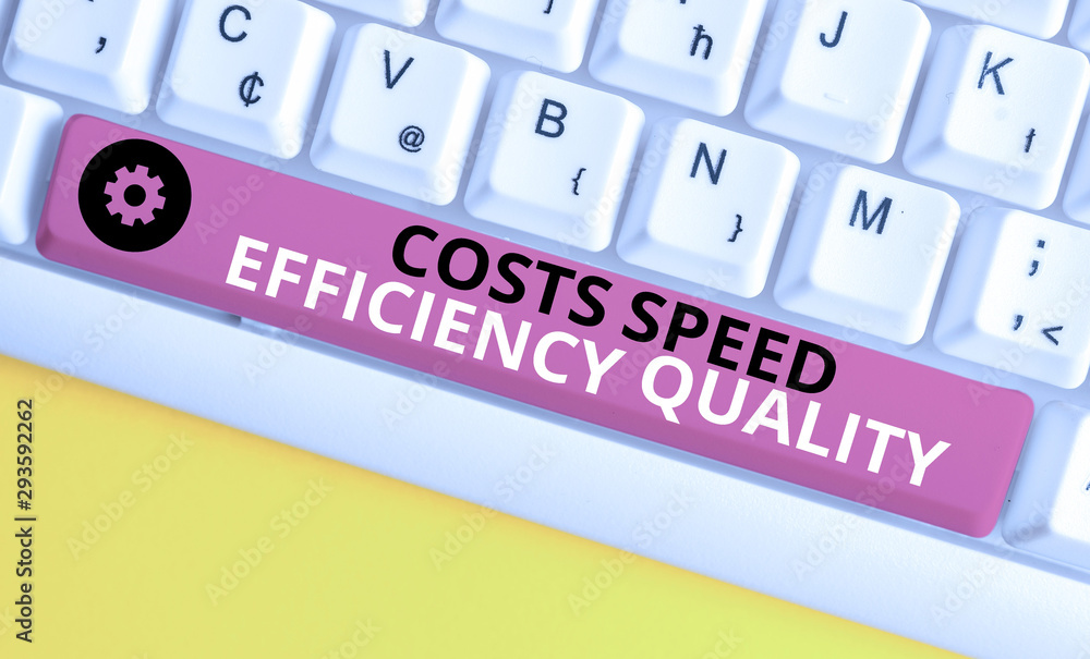 Conceptual hand writing showing Costs Speed Efficiency Quality. Concept ...