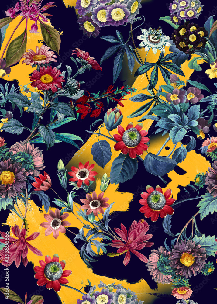 Flowers pattern.Silk scarf design, fashion textile. Background for the ...