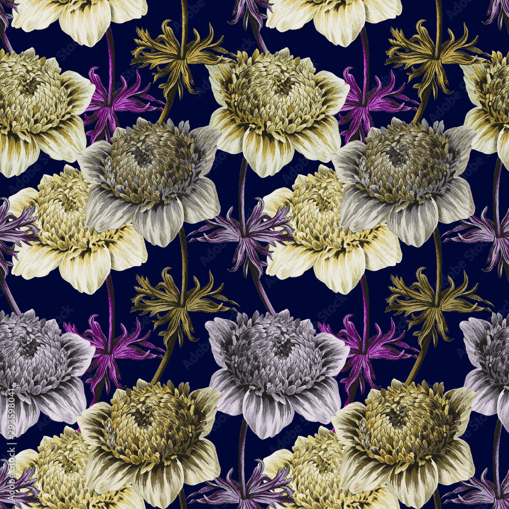 Flowers pattern.Silk scarf design, fashion textile. Background for the ...