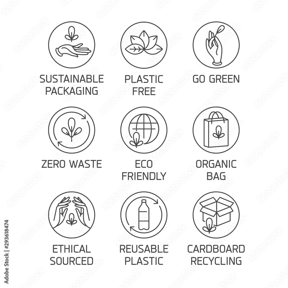 Vector set of logos, badges and icons for natural and organic products ...