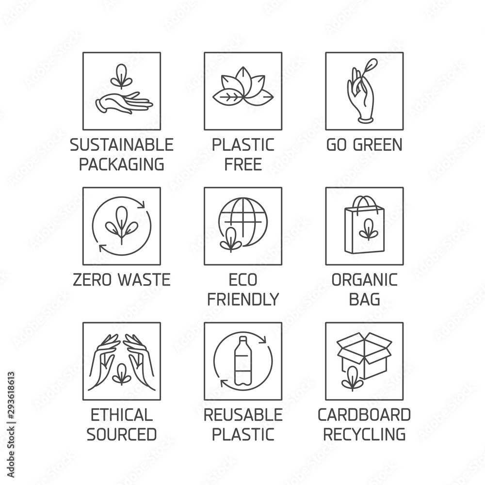 Vector set of logos, badges and icons for natural and organic products ...