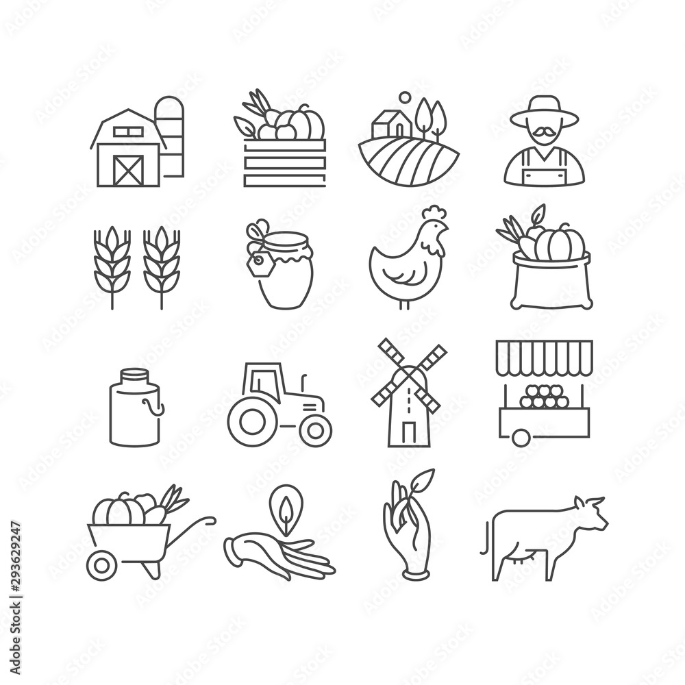 Vector set of logos, badges and icons for natural farm and health ...