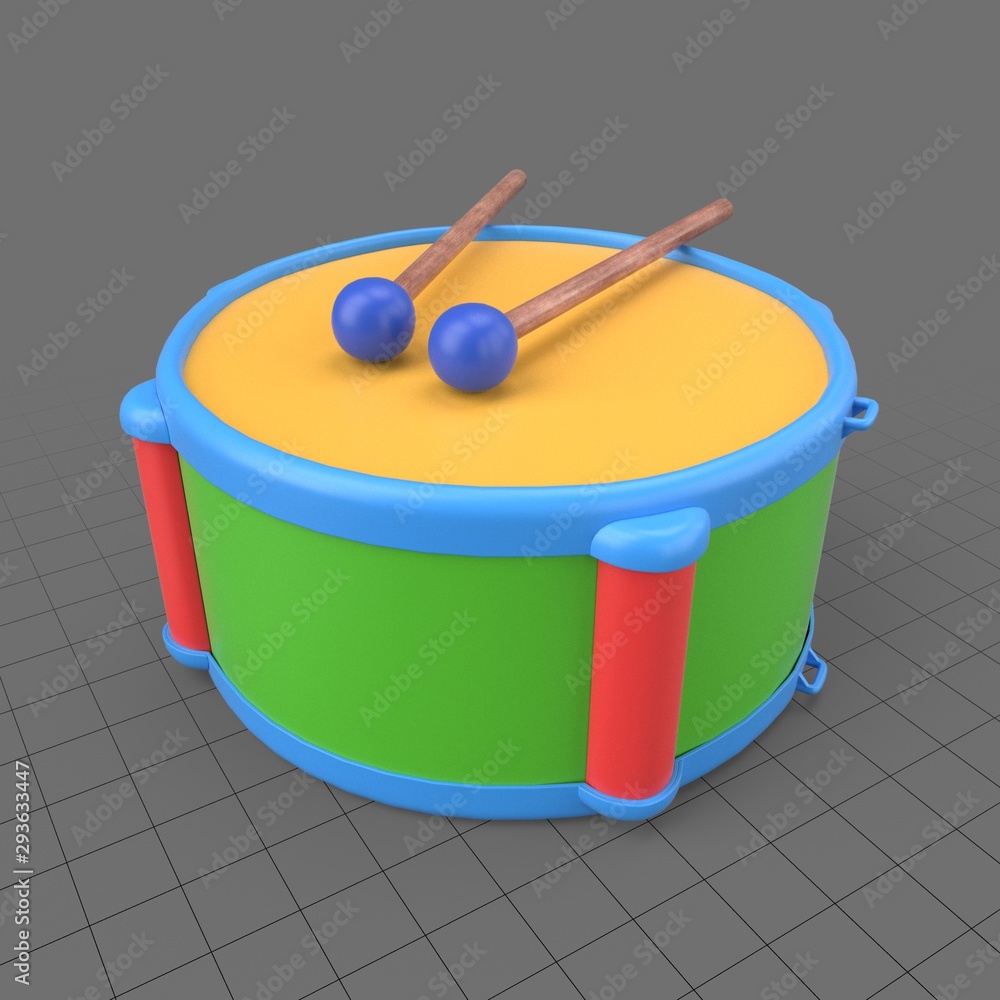 Toy drum with sticks Stock 3D asset | Adobe Stock