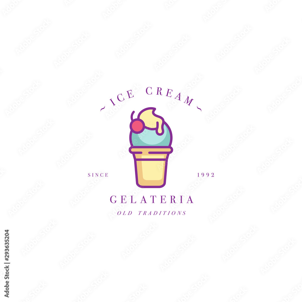 Vector design colorful template logo or emblem - ice cream, gelato. Ice ...