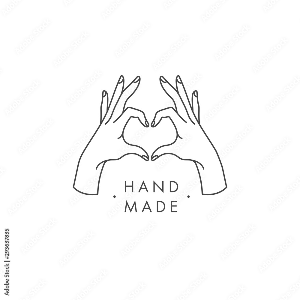 Vector hand made label and badge in linear trendy style - hand made ...